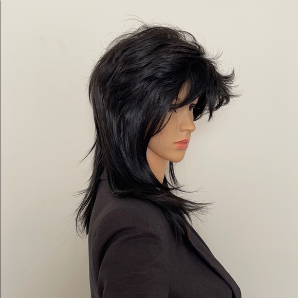 Accessories | Black Wig Natural Shaggy Layers Puff 8s Pure Black Abba ...